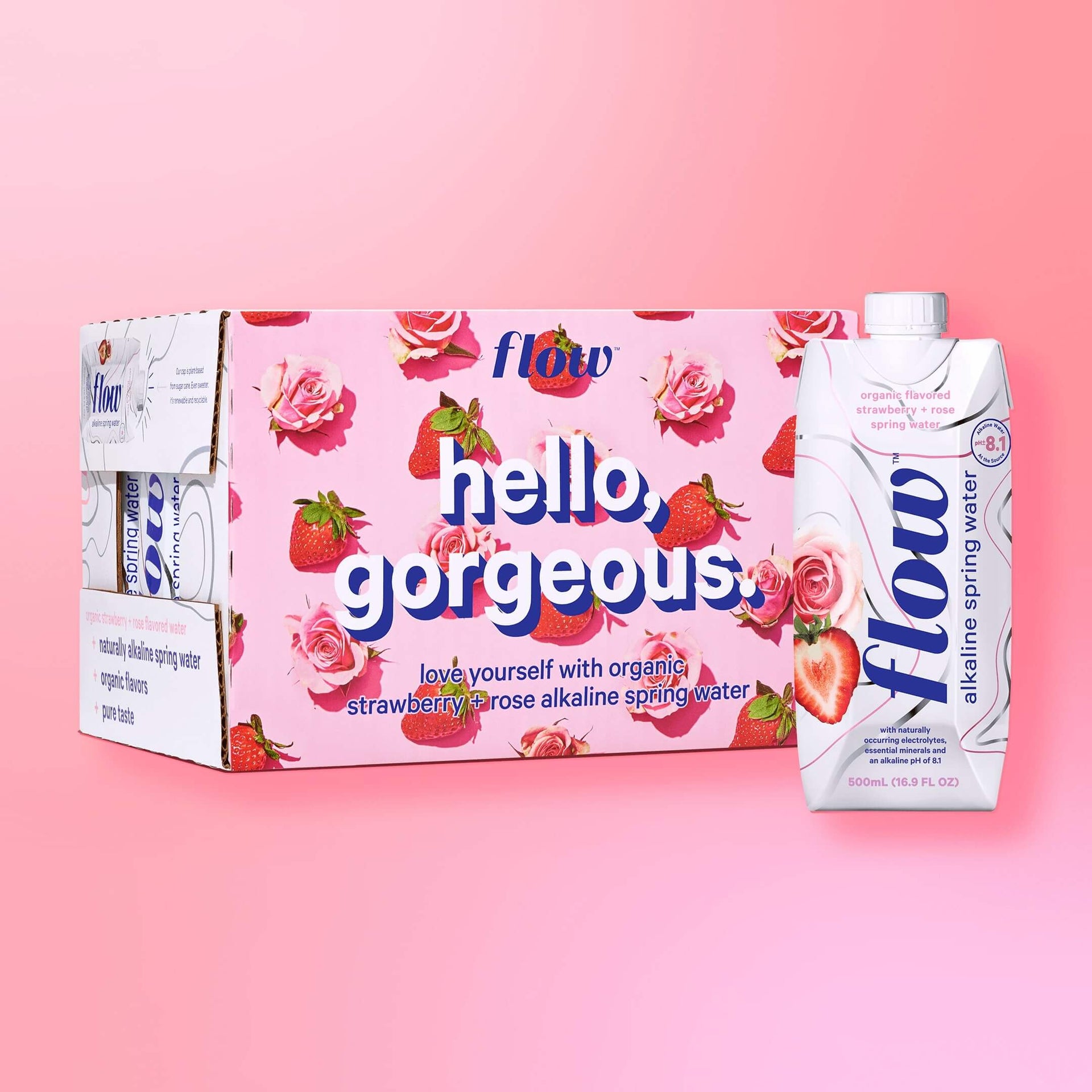 Flow Alkaline Spring Water - Strawberry + Rose – Flow Mineral Spring ...